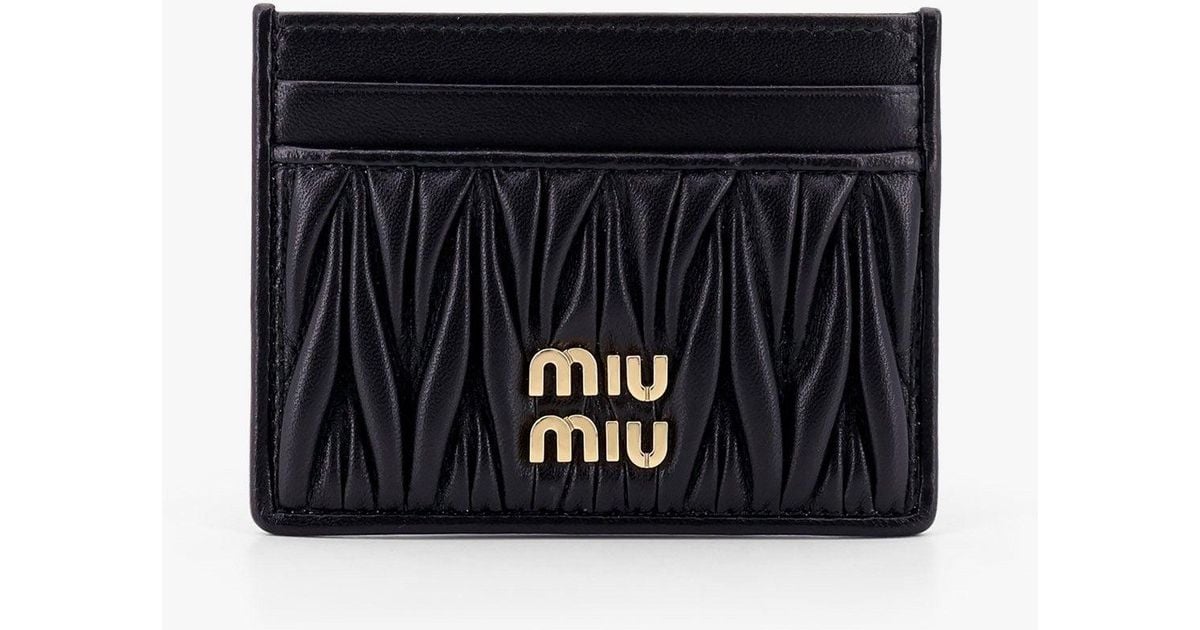 Miu Miu Card Holder in Black | Lyst UK