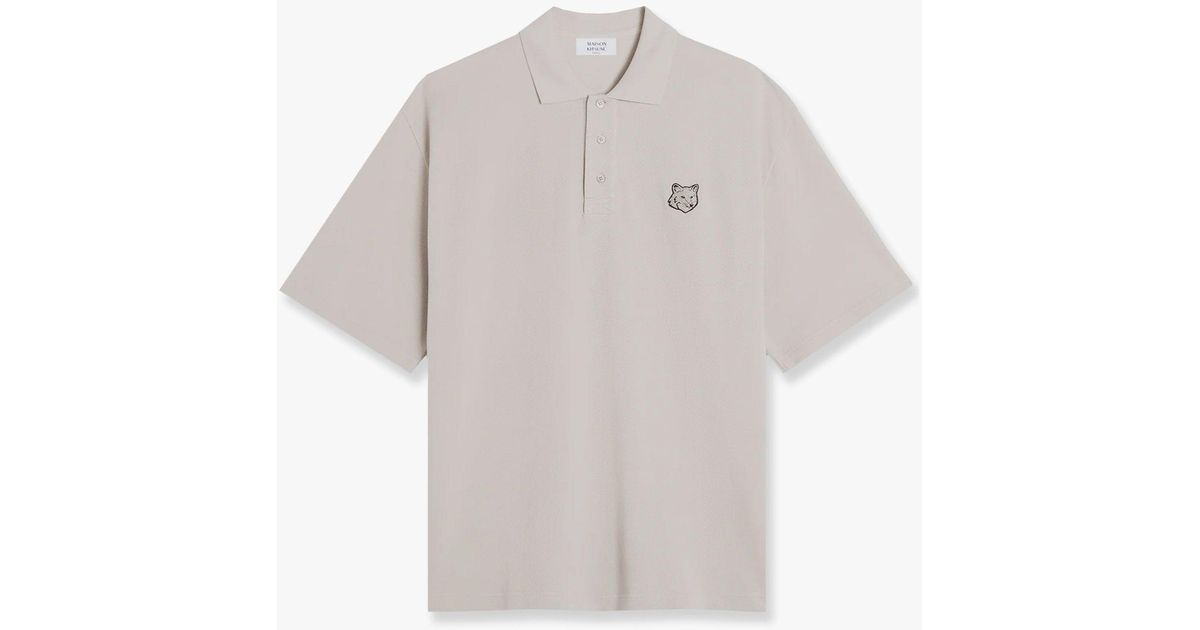 Maison Kitsuné Cotton Polo Shirt With Bold Fox Head Patch in White for ...