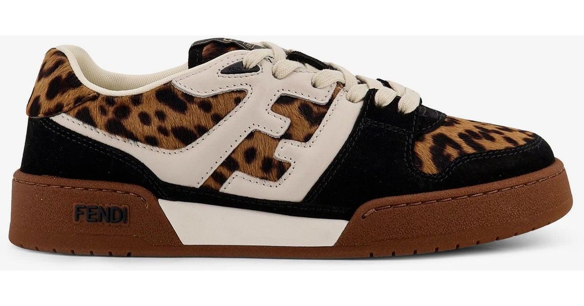 Fendi Match Suede And Pony Skin Low-Top Sneakers in White | Lyst UK