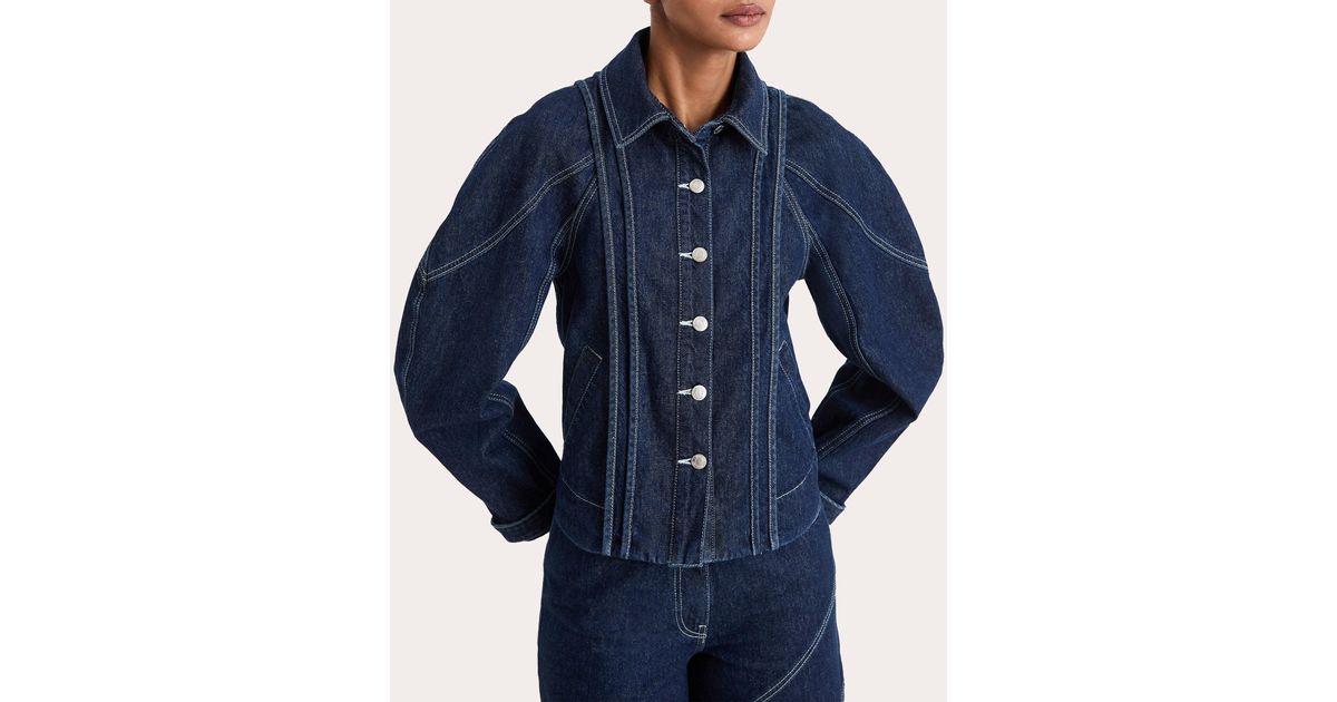 Merlette Folsom Layered Topstitched Denim Jacket in Blue | Lyst