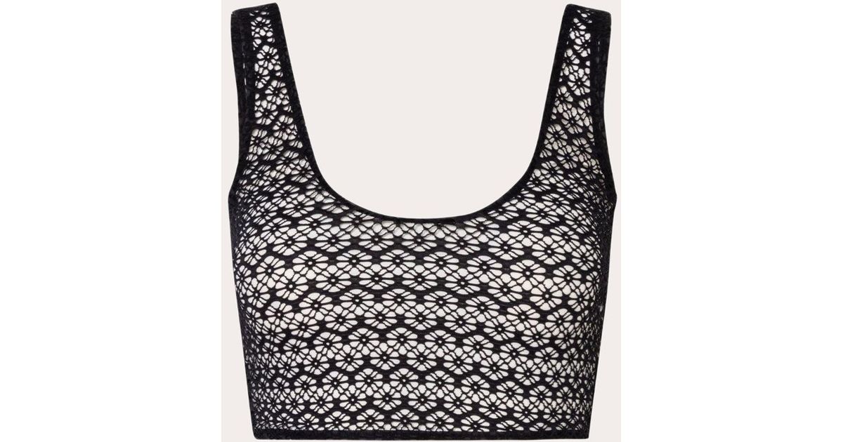 Verde Limon Sandro Floral Mesh Bikini Top in Black | Lyst