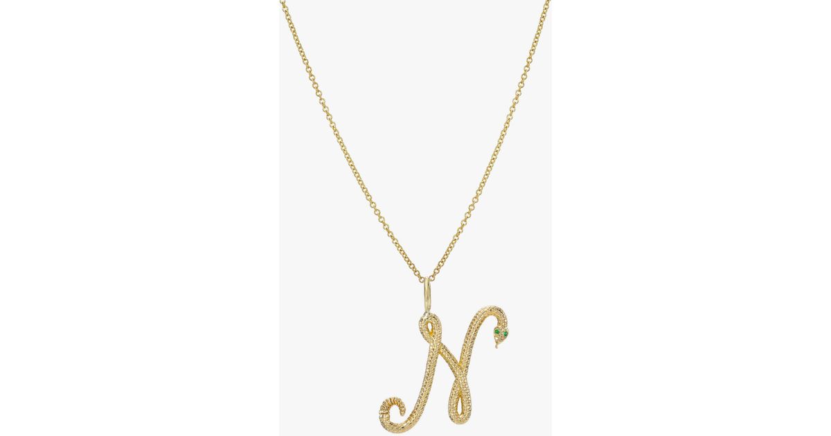 zoe-lev-cursive-snake-initial-pendant-necklace-in-metallic-lyst