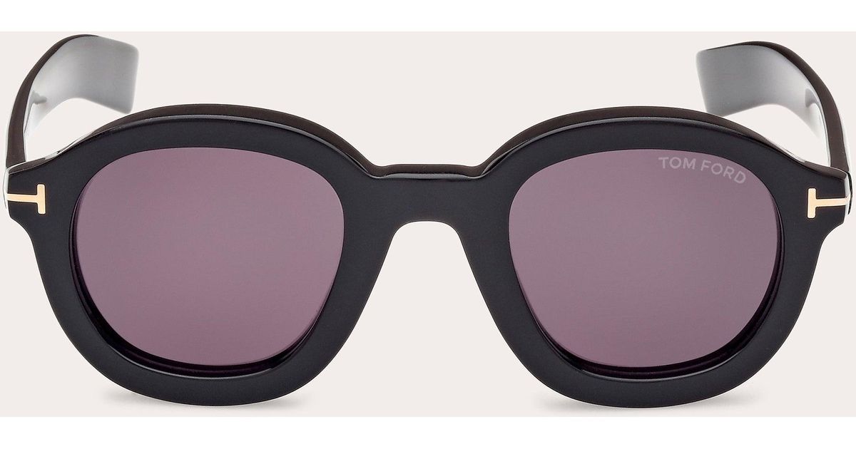 Tom Ford Shiny Raffa Round Sunglasses in Brown | Lyst