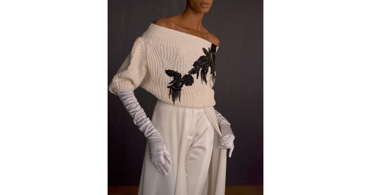 Hellessy Nolan Embellished Sweater in Natural | Lyst