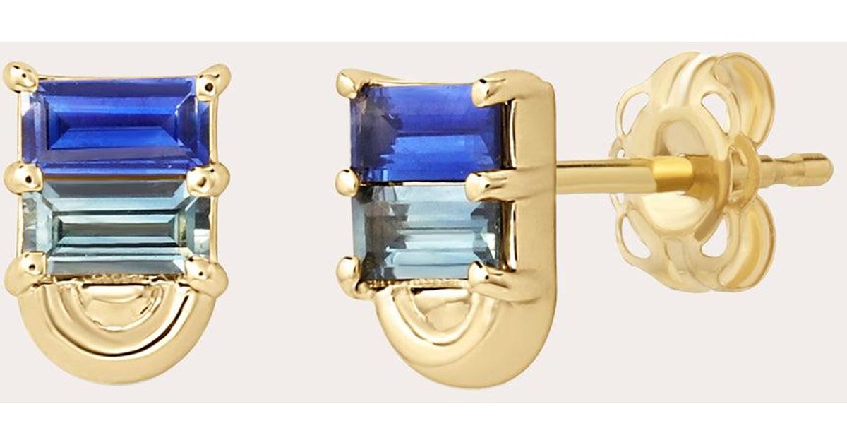 ParkFord Revival Mini Deep Sea 14K Sapphire Stud Earrings in Blue | Lyst