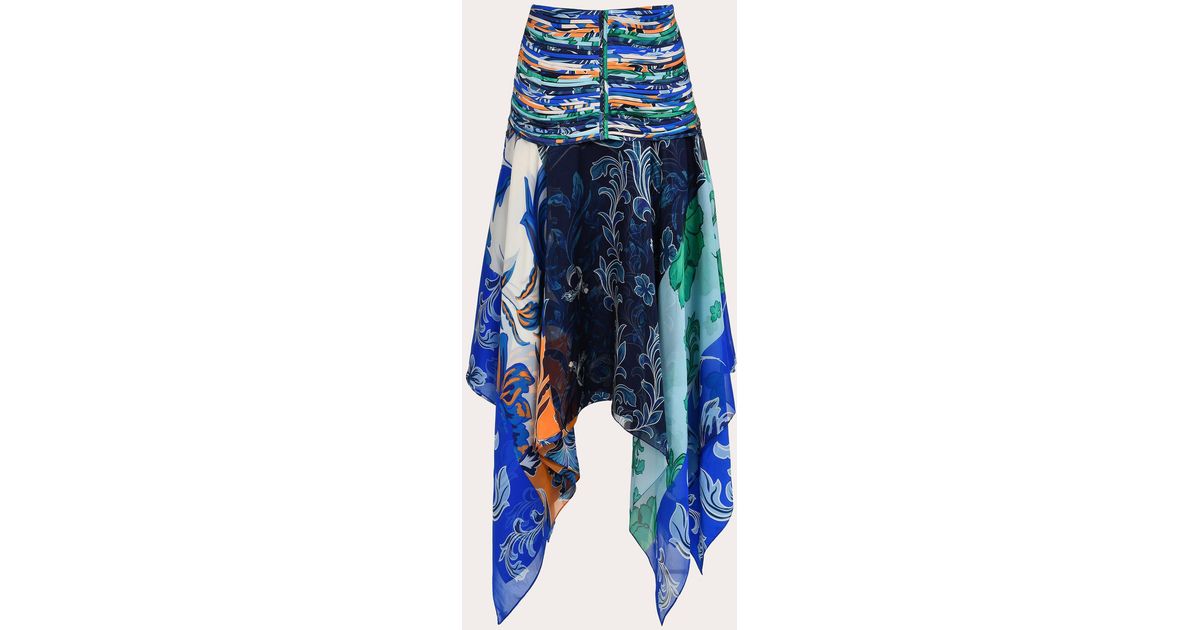 Francesca Miranda Alexandra Floral Silk Chiffon Asymmetric Maxi Skirt ...