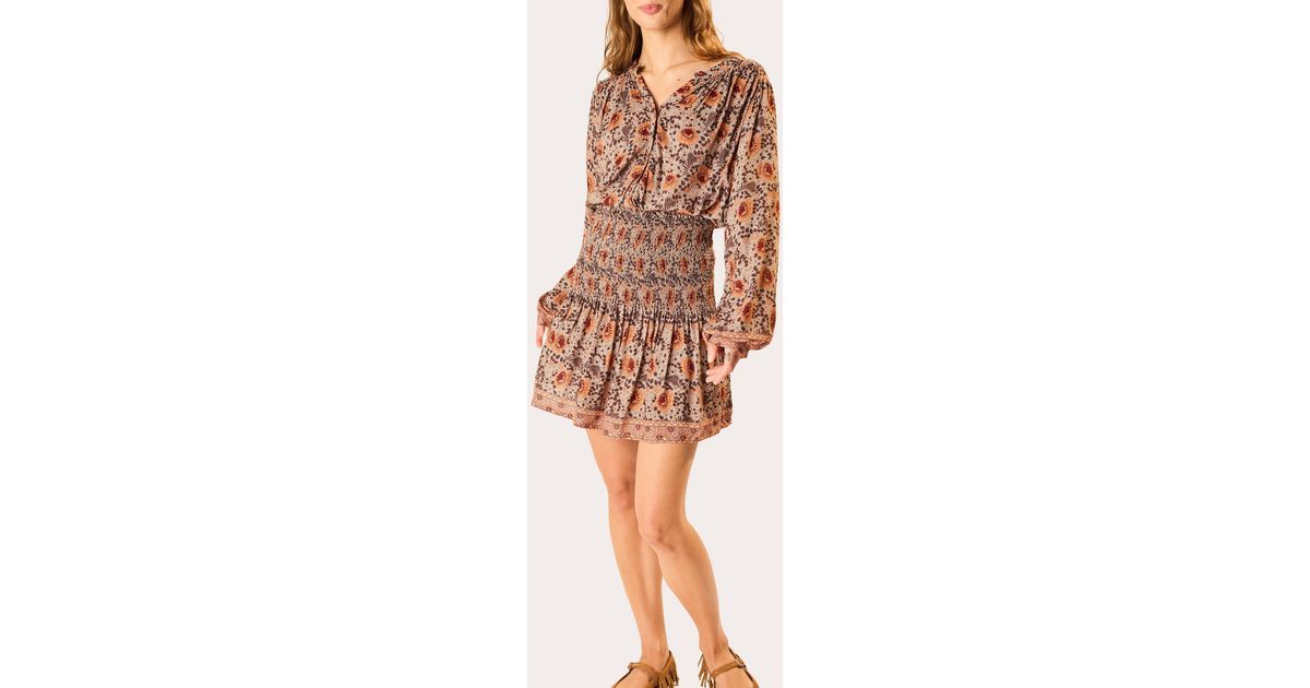 Natalie Martin Chelsea Floral Smocked Mini Skirt Rayon in White | Lyst