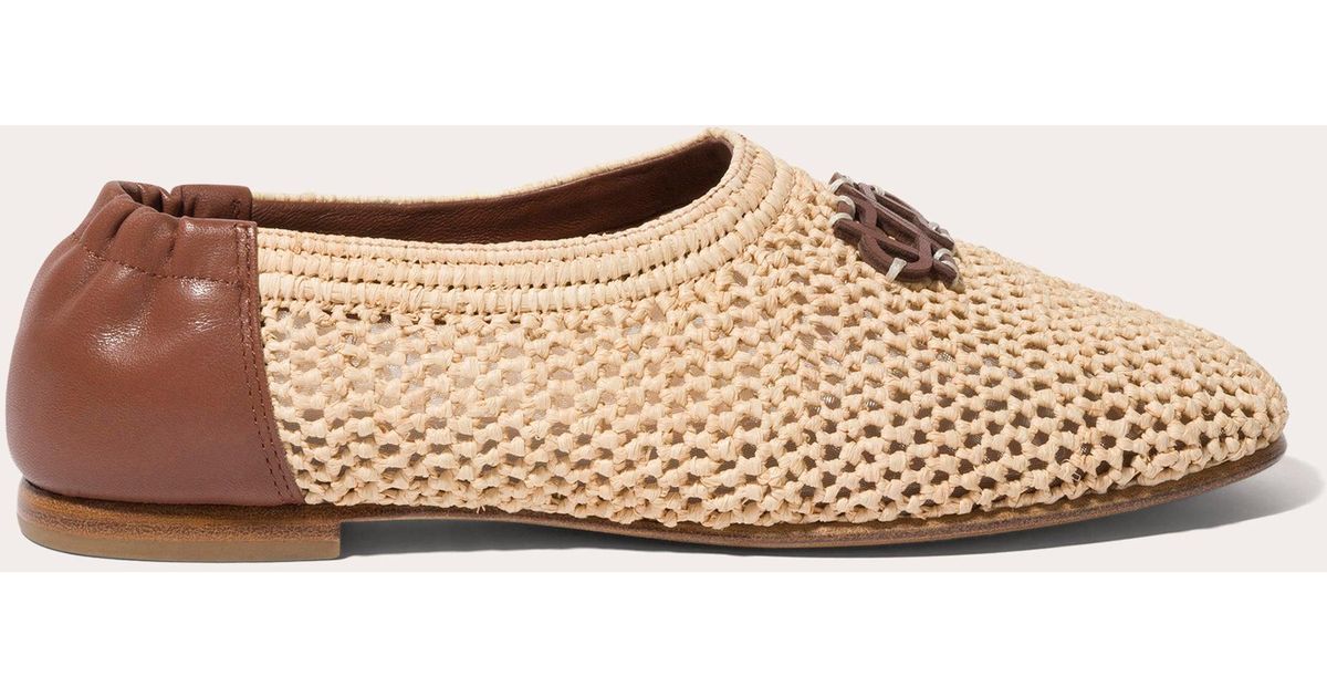 Jonathan Simkhai Eden Monogram Raffia Ballet Flat in Natural | Lyst