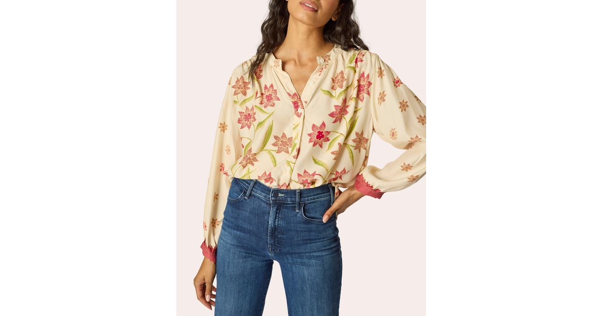 Natalie Martin Tolan Floral-Print Silk Shirt in Blue | Lyst
