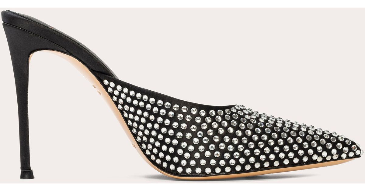 Black Suede Studio Suede Studio Luv 100 Crystal-Embellished Satin Mule ...