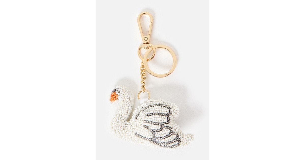 Oliver Bonas White Swan Beaded Keyring | Lyst UK