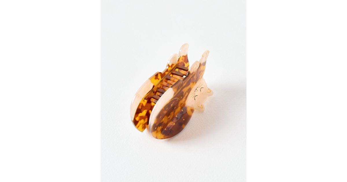 Oliver Bonas Marie Faux Tortoiseshell Resin Cat Hair Claw Clip in Brown ...