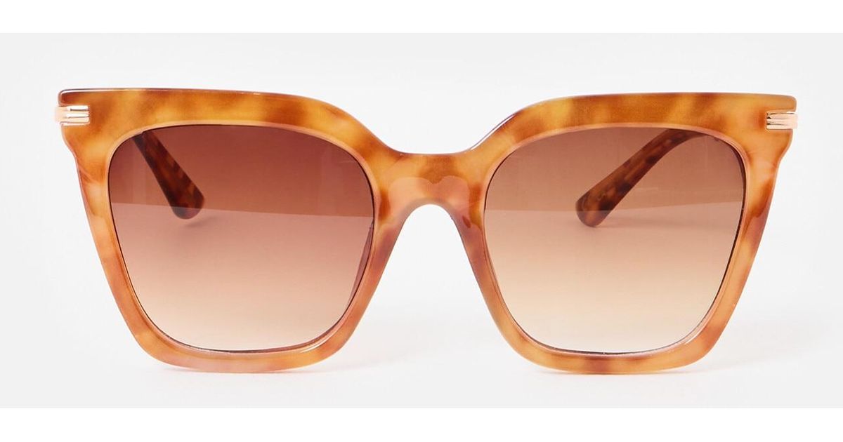 Oliver Bonas Amber Faux Tortoiseshell Square Cat Eye Sunglasses in Pink ...