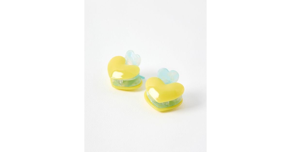 Oliver Bonas Franny Tiered Heart Mini Hair Claw Clips Set Of Two in ...