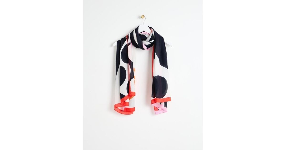 Oliver Bonas Monochrome Sun & Moon Color Pop Lightweight Scarf in White ...