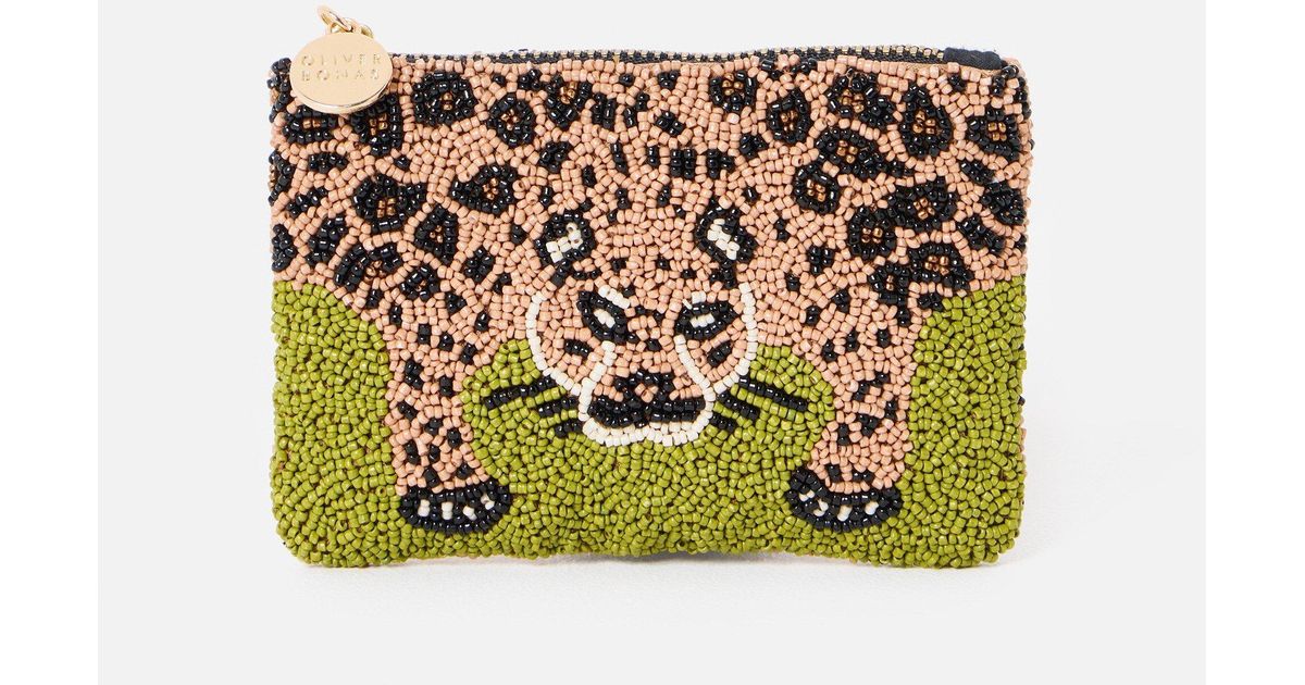 Oliver Bonas Sienna Leopard Beaded Zipped Pouch | Lyst UK