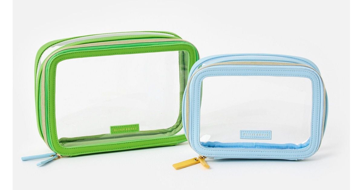 Oliver Bonas Green & Blue Travel Makeup Bags Set Of Two | Lyst UK