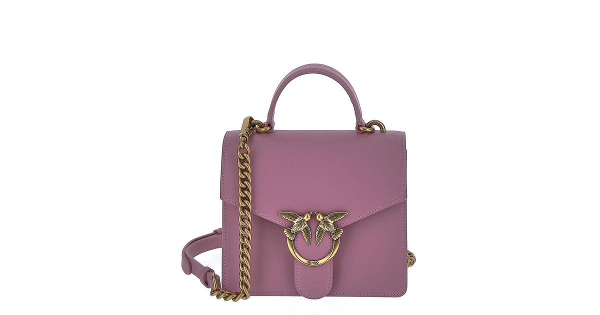 Pinko Leather Love Mini Top Handle in Pink | Lyst