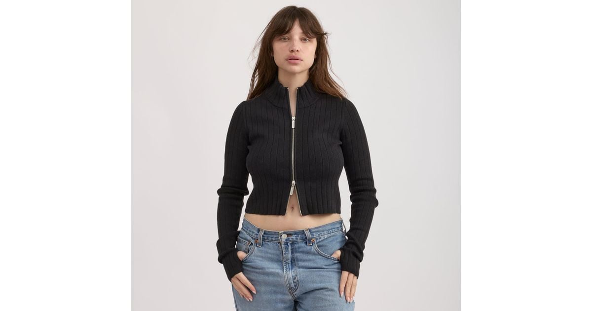 Organic Basics Soft Knit Rib Track Jacket in Black | Lyst