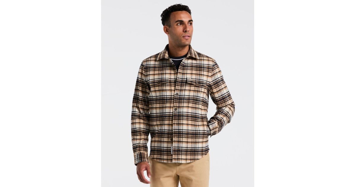 Original Penguin Plaid Flannel Shacket In Birch in Brown for Men | Lyst UK