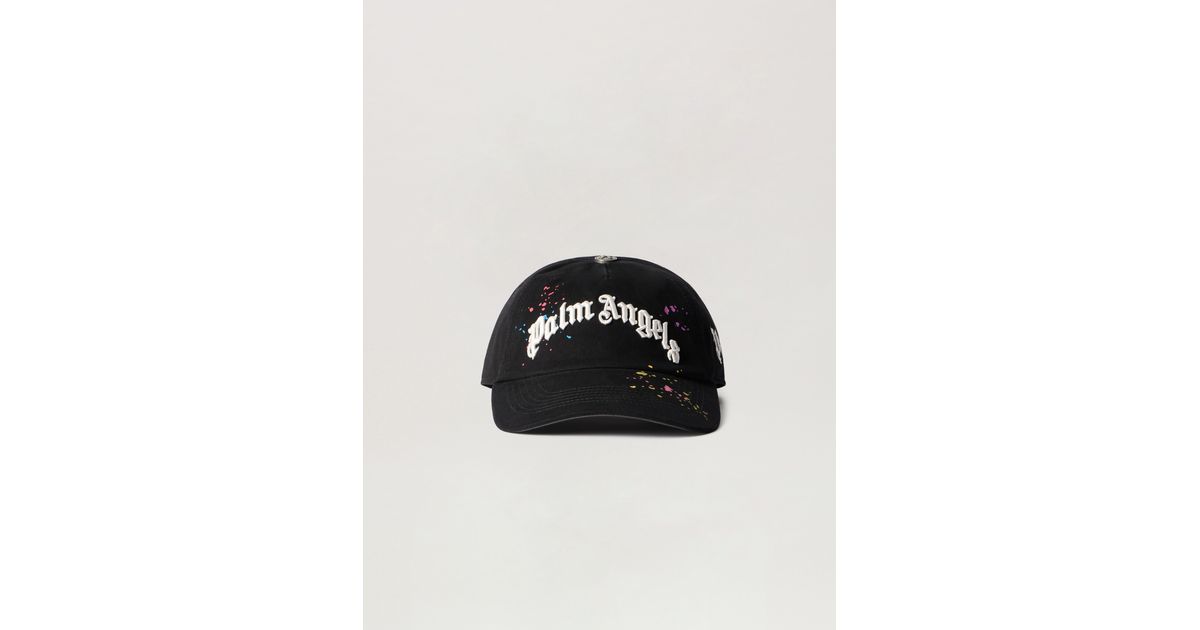 Palm Angels Curved Logo Painted Cap in Black for Men | Lyst
