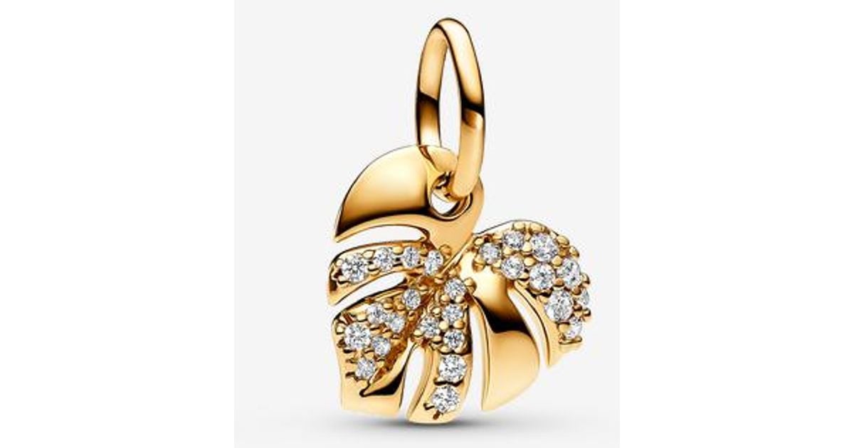 PANDORA Sparkling Monstera Leaf Dangle Charm in Metallic | Lyst UK