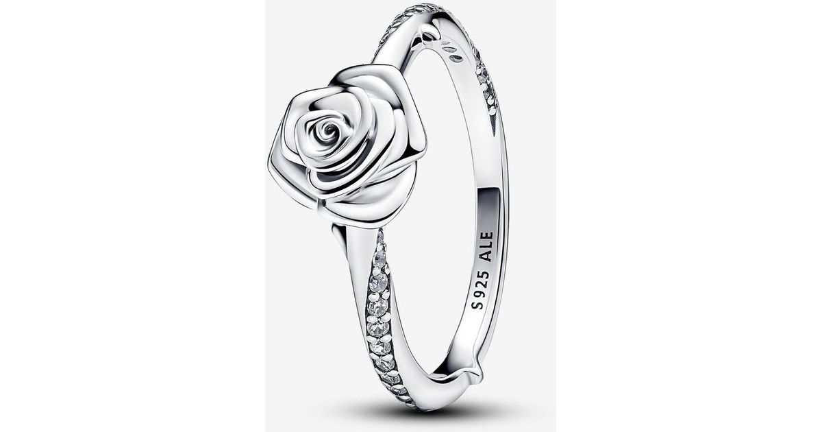 PANDORA Rose In Bloom Ring in Metallic | Lyst UK