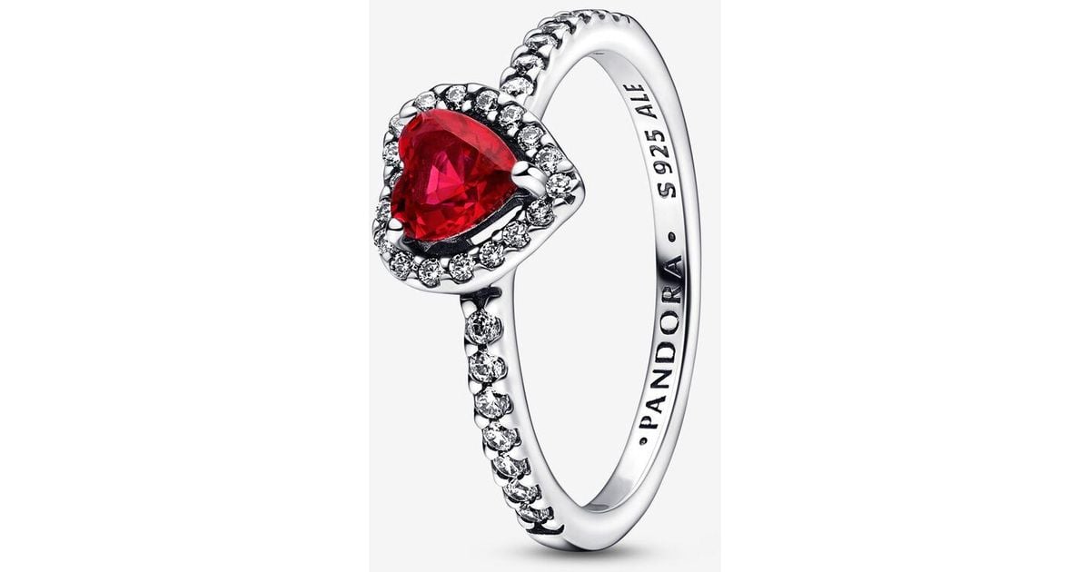 PANDORA Elevated Red Heart Ring | Lyst UK