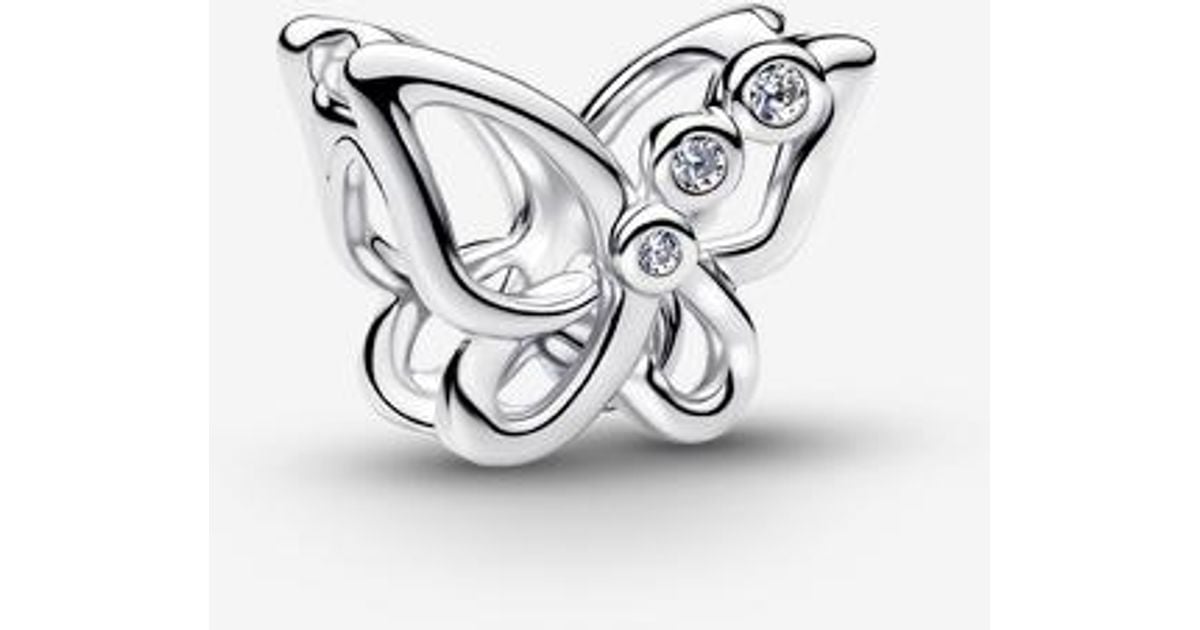 PANDORA Butterfly Openwork Charm in White | Lyst UK