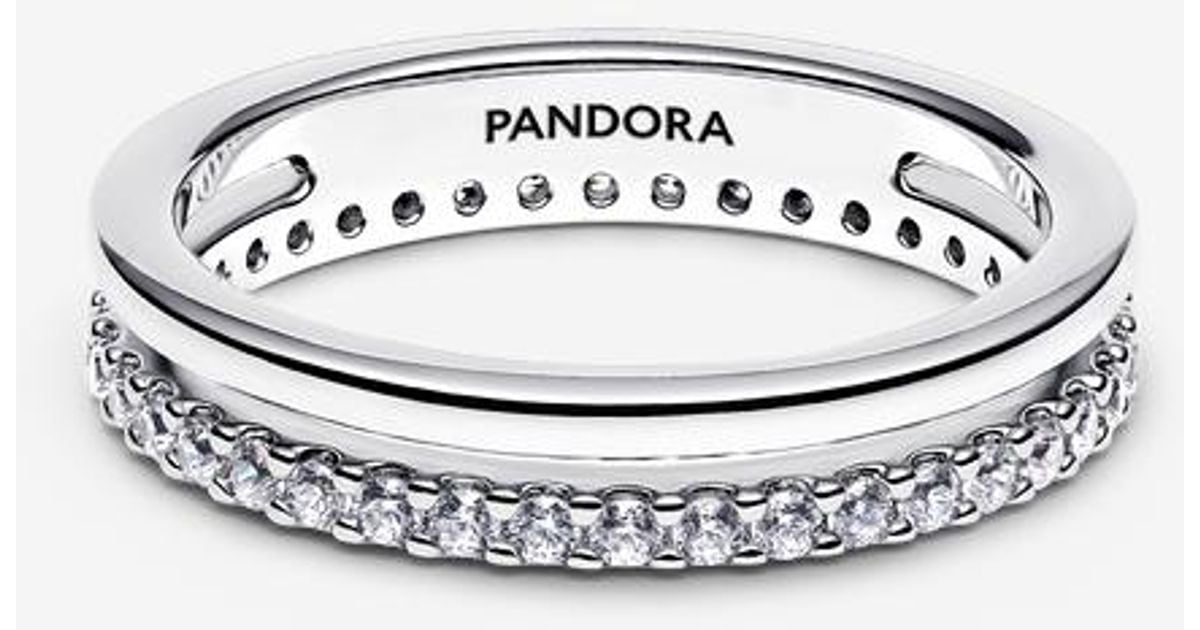 PANDORA Double Band Ring in Metallic | Lyst UK
