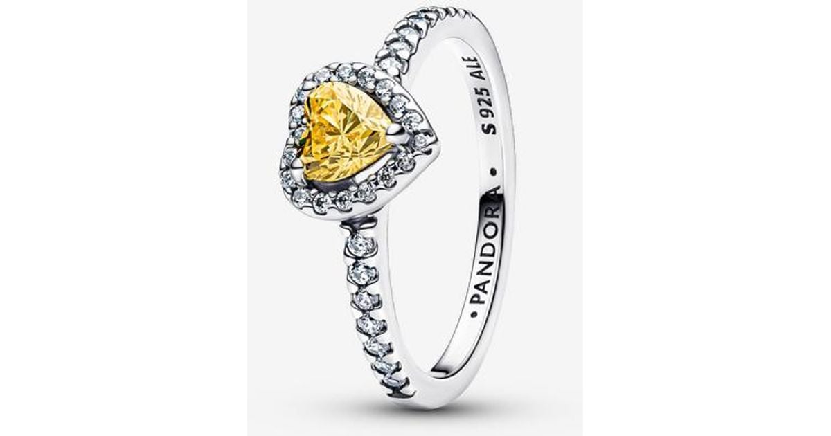 PANDORA Sparkling Elevated Heart Ring in Metallic | Lyst UK