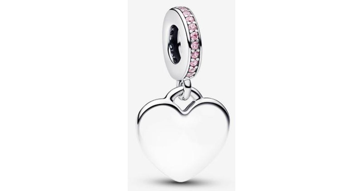 PANDORA Heart Stone Dangle Charm in White | Lyst UK