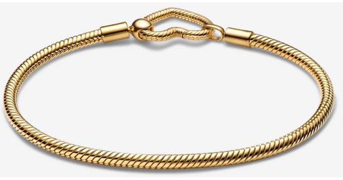 PANDORA Heart Closure Snake Chain Bracelet in Metallic | Lyst UK