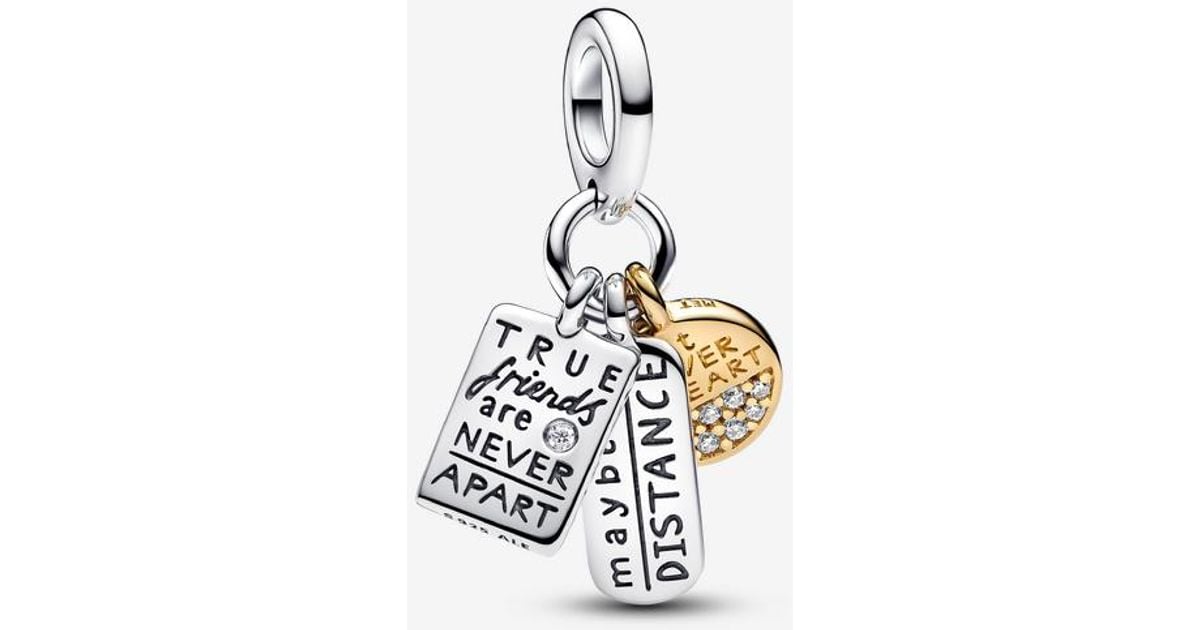 PANDORA Friendship Triple Dangle Charm in White | Lyst UK