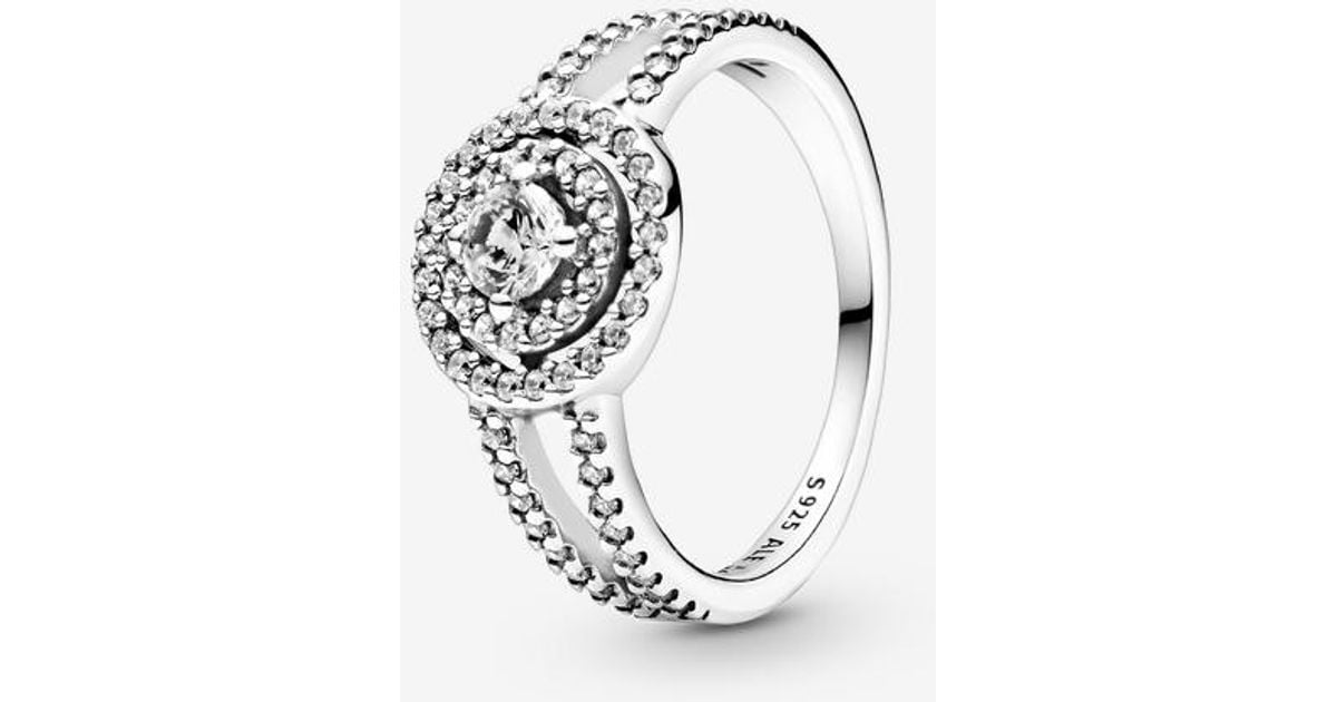 PANDORA Sparkling Double Halo Ring in White | Lyst UK