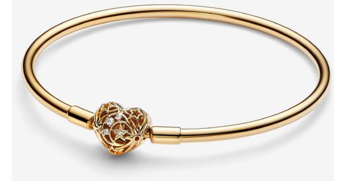 PANDORA Celestial Heart Clasp Bangle in Metallic | Lyst UK