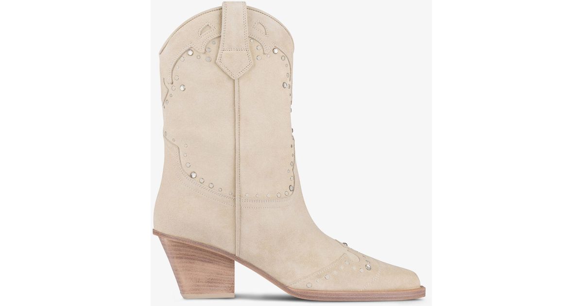 Paris Texas Angora Suede Boots With Studs in White | Lyst