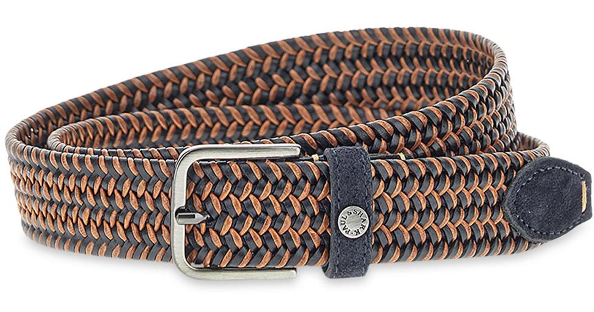 Paul & Shark Elastic Braided Leather Belt With Suede Finishes in Brown ...