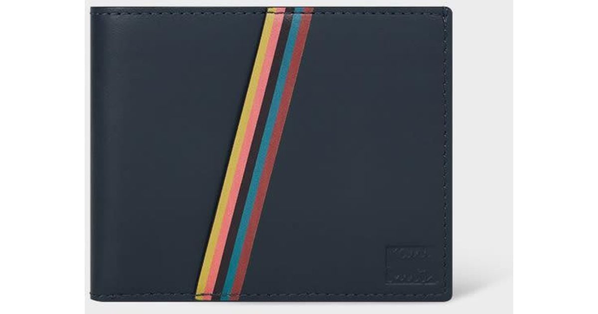 Paul Smith Leather Artist Stripe Compact Billfold Wallet in Blue for ...