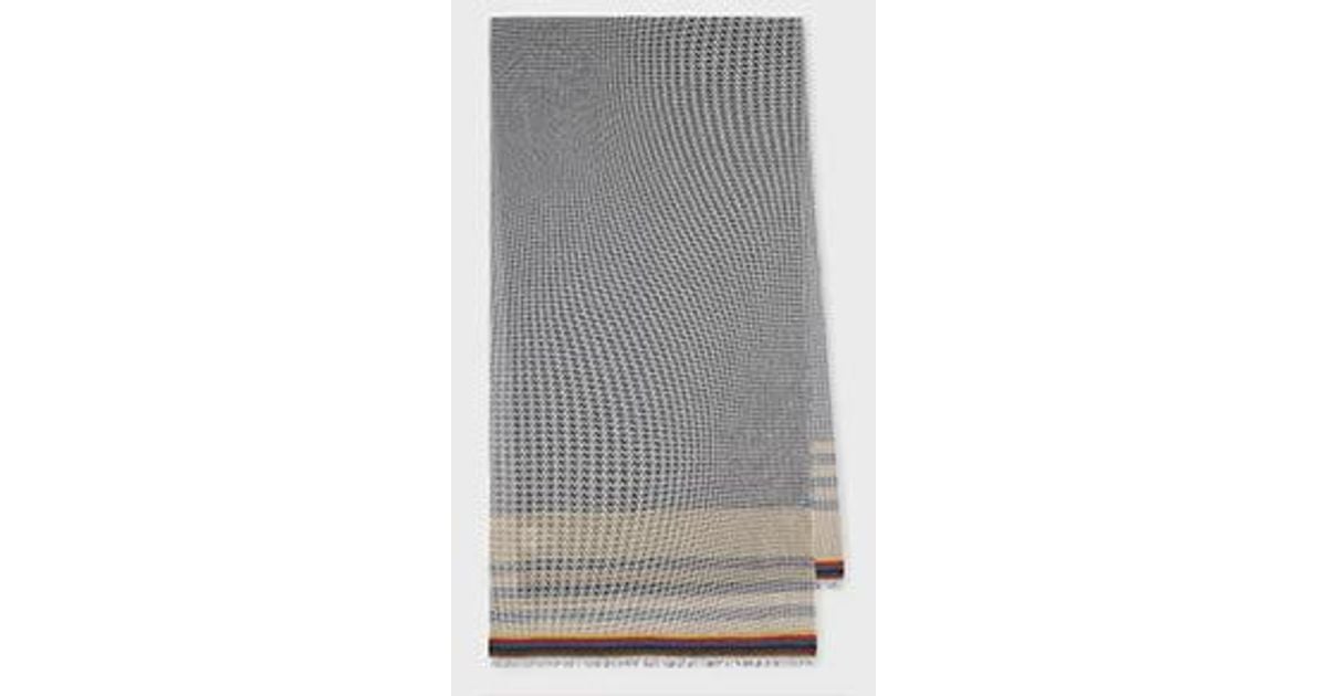 Paul Smith Cotton-Blend Optic Houndstooth Scarf in Grey for Men | Lyst UK