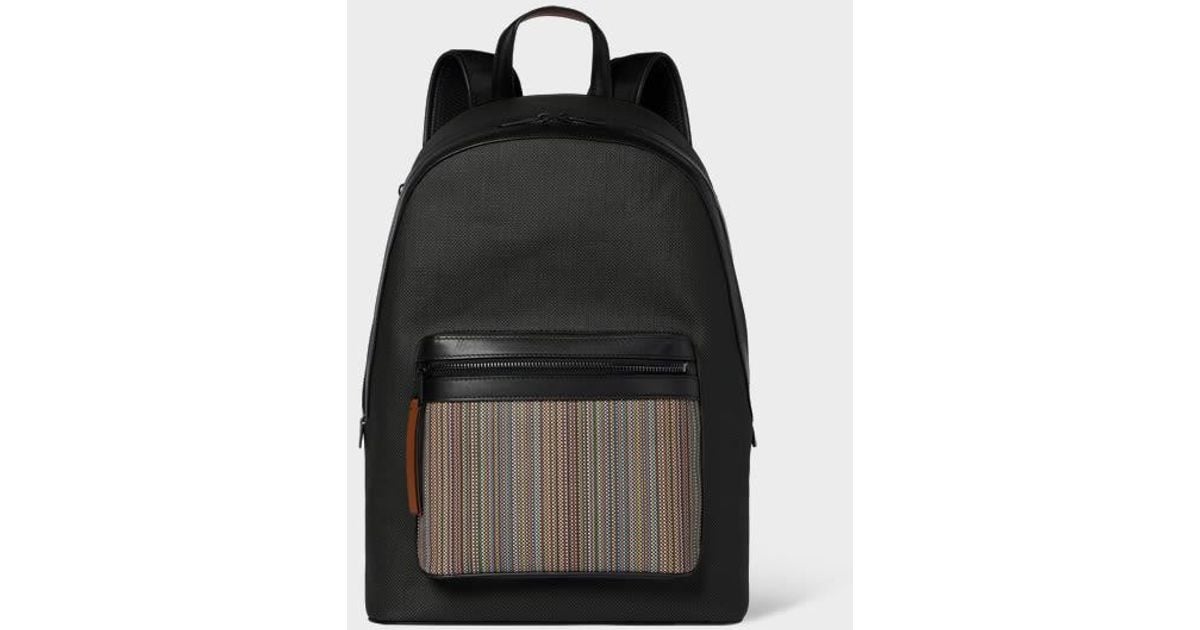 Paul Smith Coated Canvas Signature Stripe Pocket Backpack in Black for ...