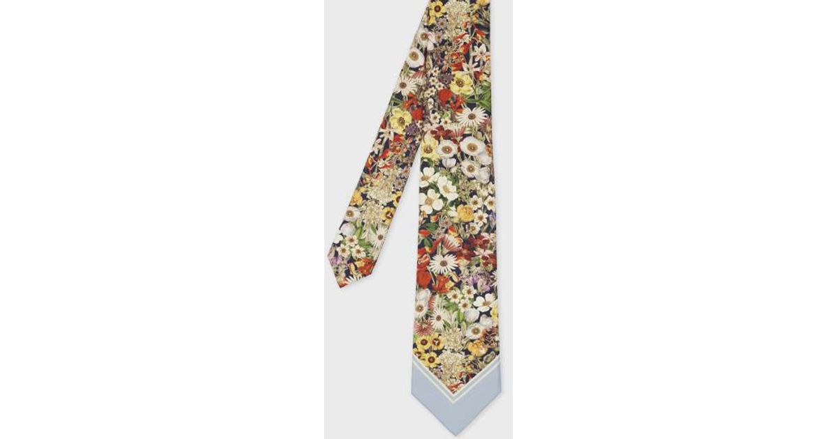 Paul Smith Multicolour Silk 'Clifton Floral' Tie in White for Men | Lyst UK