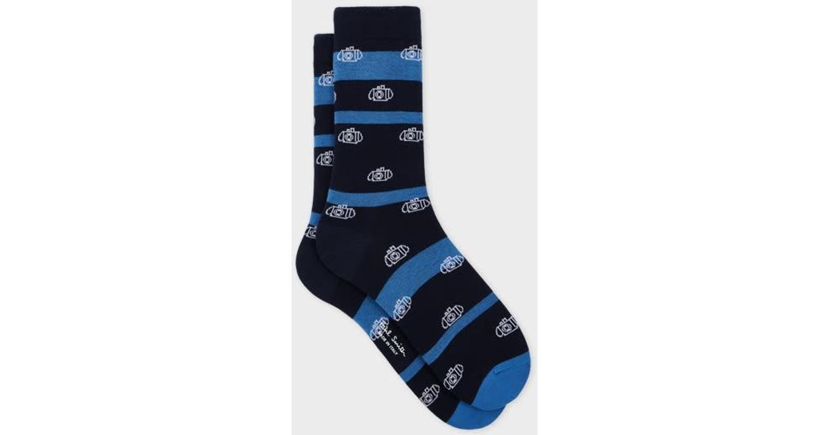 Paul Smith Stripe Camera Socks in Blue | Lyst UK