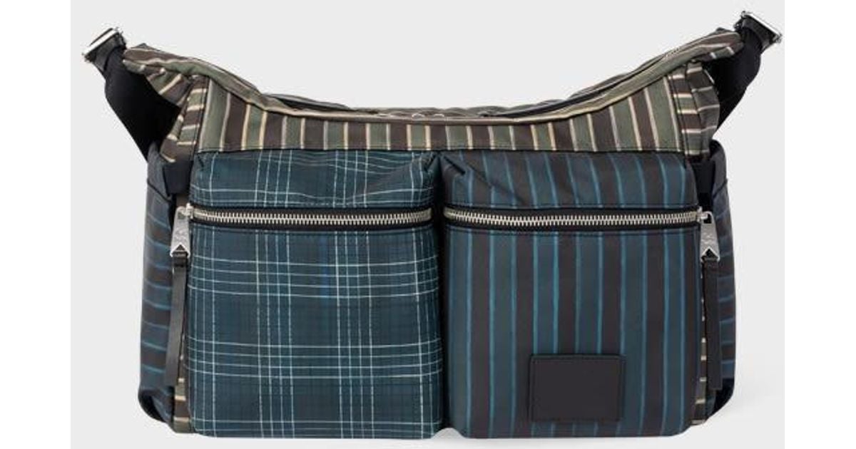 Paul Smith Mixed Check And Stripe Cross-Body Bag in Blue for Men | Lyst