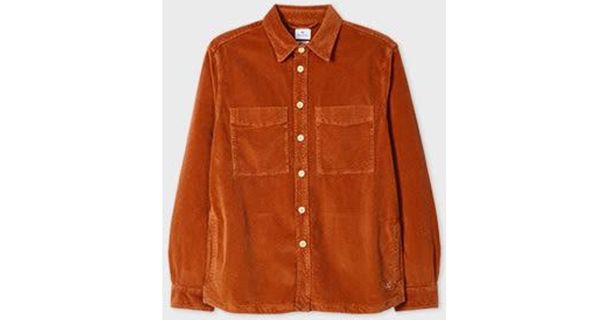 Paul Smith Rust Corduroy Patch-Pocket Overshirt in Brown for Men | Lyst UK