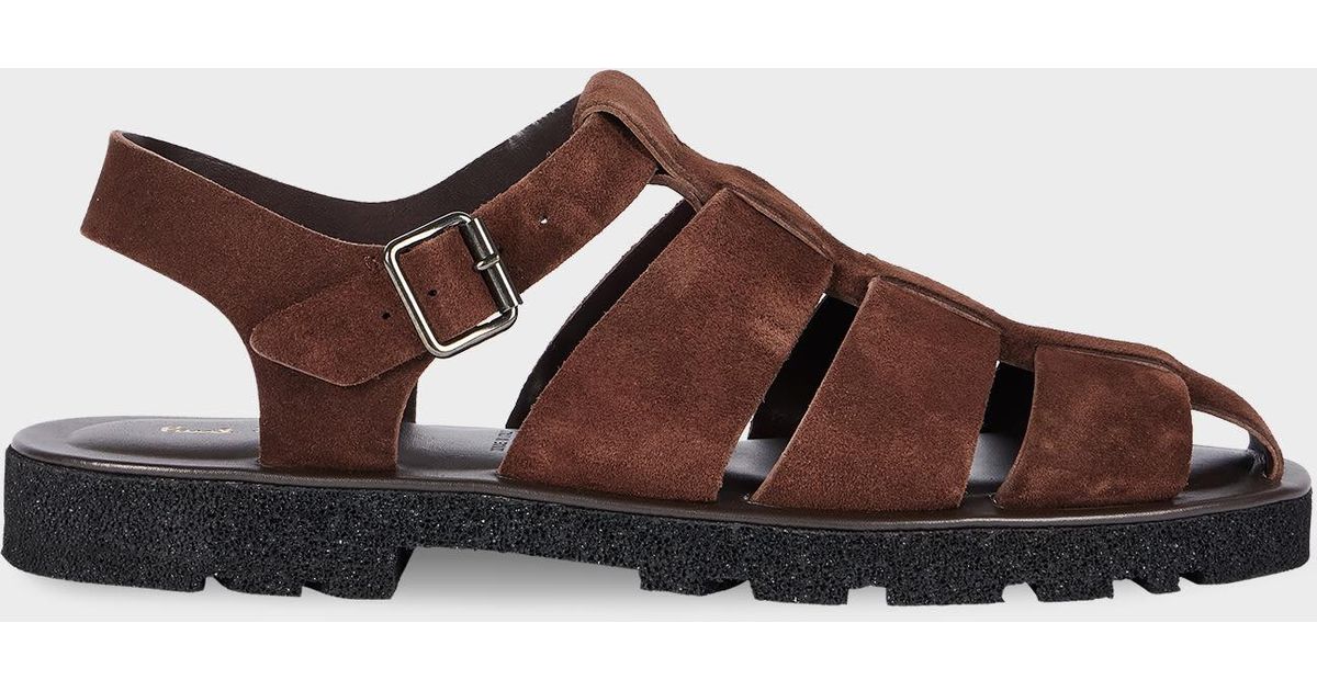 Paul Smith Chocolate Suede 'Sandoval' Fisherman Sandals in Brown for ...
