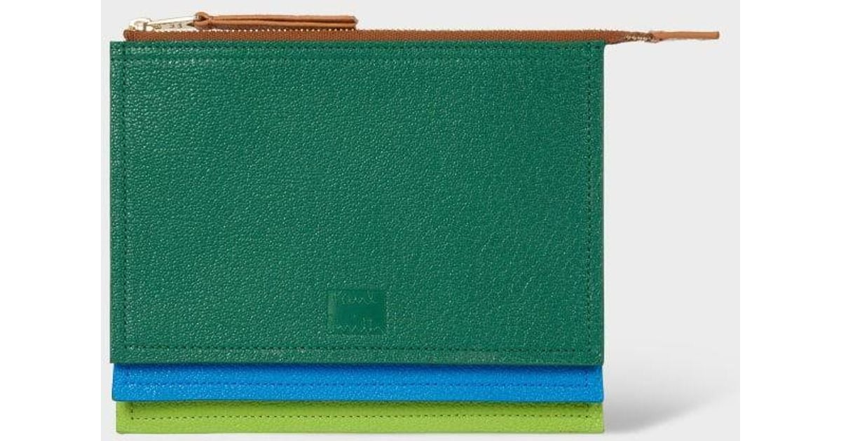 Paul Smith Leather Medium Concertina Zip Pouch in Green for Men | Lyst UK