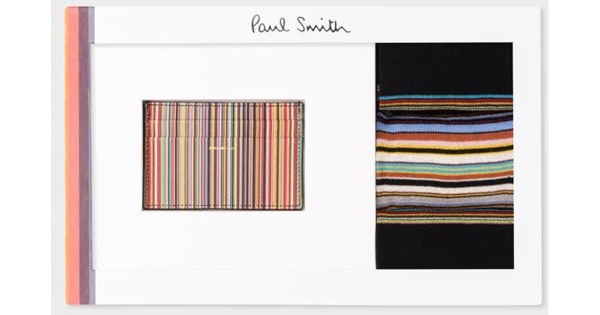 Paul Smith 'Signature Stripe' Card Holder And Three Pack Socks Gift Set ...