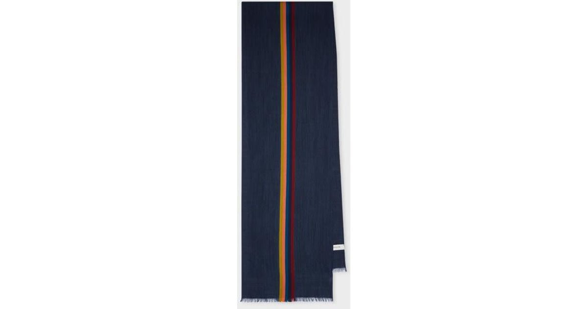 Paul Smith Dark 'Artist Stripe' Band Herringbone Wool-Blend Scarf in ...