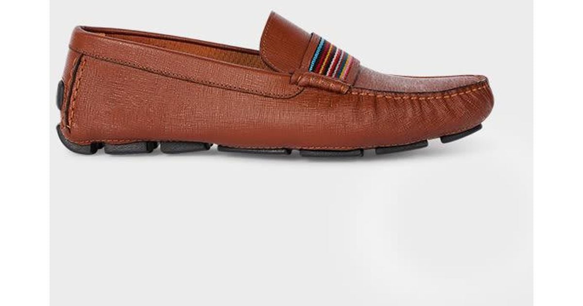 Paul Smith Tan Leather 'Colima' Driving Loafers in Brown for Men | Lyst